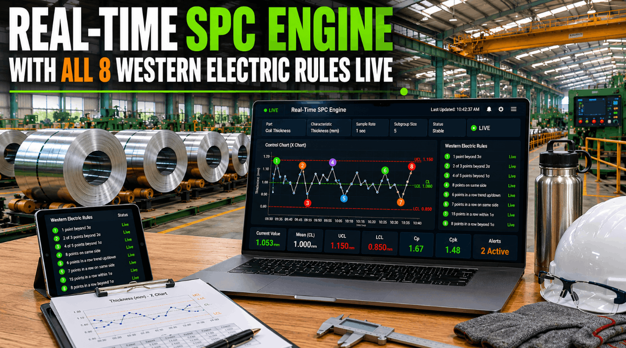 Real-Time SPC Engine With All 8 Western Electric Rules Live