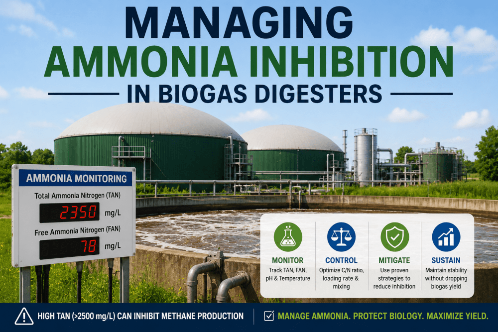 Managing Ammonia Inhibition in Biogas Digesters